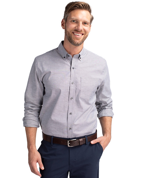 Cutter And Buck Stretch Oxford Mens Big And Tall Long Sleeve Dress Shirt